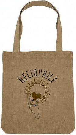 Fabulous Sac Shopping Tote Bag Aspect Lin - Heliophile Soleil Passion Et&eacute; Plaisir Style Boh&eacute;mien - Sac de Courses Toile Epaisse 360g Beige Naturel Cabas Port&eacute; 