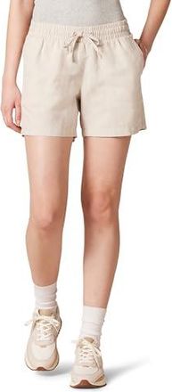 Amazon Essentials Short en Mélange de Lin, Cordon de Serrage, Entrejambe 13 cm (Disponible en Grande Taille) Femme, Écru, XS