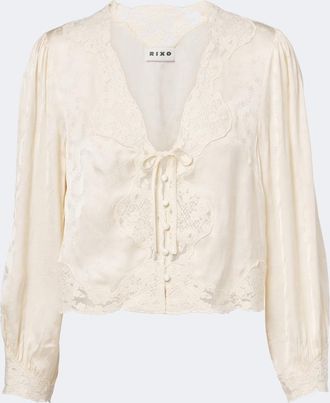 Rixo Blouse Tove en satin &agrave; broderies
