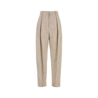 Bottega Veneta Femme, Pantalons, Beige, Taille: 40 FR Pleated Tailored Pantalons