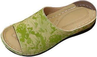 Generic Pantoufles d&eacute;t&eacute; pour femme avec semelle &eacute;paisse - Antid&eacute;rapantes - Pour lint&eacute;rieur et lext&eacute;rieur - Pour la salle de bain - Semelle souple, vert, 40 EU