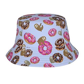 Generic Anti-UV Chapeau de Plage Sloth avec des Beignets sucrés Chapeaux de Visière Unisex Bonnet de Soleil pour Vacances Randonnée activités