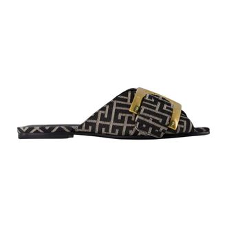 Balmain Flache Monogramm-Jacquard Anthem Sandalen - - Shoes - Damen - Schwarzk - 35 EU