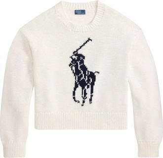 Ralph Lauren Femme, Pulls, Blanc, Taille: 38 FR Big Pony Sweater