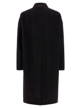 Rick Owens Mens Black Virgin Wool Coat Clothing