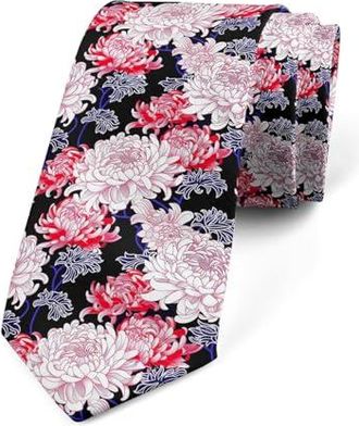 Generic Cravates Homme Fleurs Noires, Rouges Et Bleues &Eacute;troit Tie Formelle Cravate Pour L&Eacute;cole Travail &Eacute;v&eacute;nements