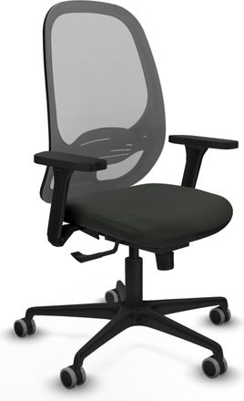 Piqueras y Crespo Bequemer Schreibtischstuhl aus Netzstoff, verstellbar, mit schwarzen Armlehnen, h&ouml;henverstellbare Lendenwirbelst&uuml;tze, 3 Positionen, Grau/Schwarz
