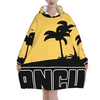 Generic Cancun Mexique Coucher de Soleil Palmiers Couverture Hoodies pour femmes et hommes adultes Couverture surdimensionn&eacute;e Sweat &agrave; capuche doux et chaud