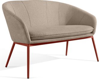 Konsimo Solis Gartensofa 2-Sitzer - wetterbest&auml;ndige Loungesofa, wasserabweisender Stoff, modernes Garten Sofa aus EU, 118 x 76 x 66 cm (gewebter Stoff, Hellb