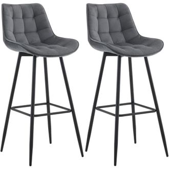 Clp Lot de 2 tabourets de bar Dartford Gris fonc&eacute; Velours