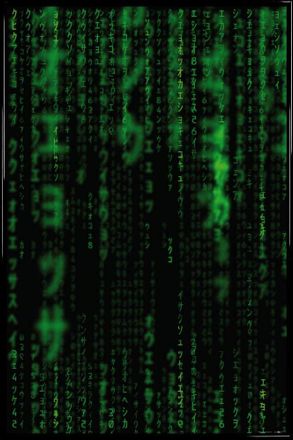 1art1 Matrix Poster Plakat | Bild und Kunststoff-Rahmen - Code, Gr&uuml;ner Regen (91 x 61cm)