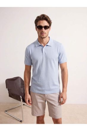 Trendyol MAN Herren Blau Strukturiert Kurz Regular Fit Poloshirts