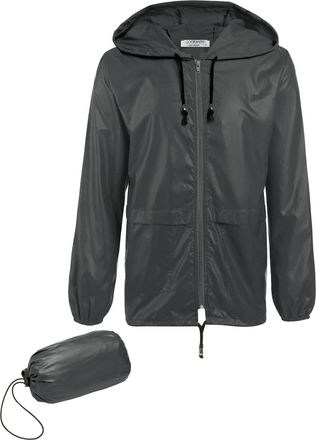 Coofandy Herren Regenjacke Leicht Regen Jacke Wasserdicht Outdoorjacke Faltbare Regenmantel mit Kapuze Windbreaker Outdoor Dunkel Grau 3XL