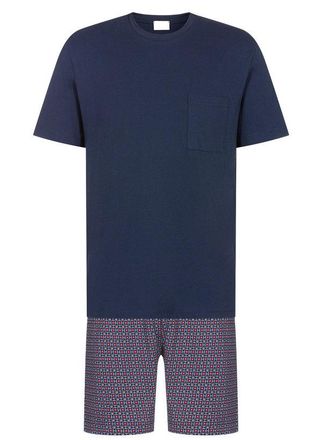Mey Mey Herren Pyjama blau Reine Baumwolle Gemustert