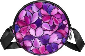 Generic Sac &agrave; bandouli&egrave;re rond pour femme, rose et violet avec fermeture &eacute;clair, bretelles r&eacute;glables, sac &agrave; main rond d&eacute;contract&eacute; pour femmes et filles