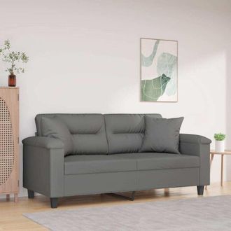 vidaXL 2-Sitzer-Sofa mit Kissen Dunkelgrau 140 cm Mikrofasergewebe Vidaxl