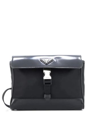 Prada Buckle Flap Re-Nylon and Leather Small crossbody bag - Noir