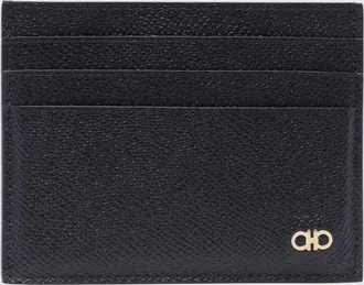 Ferragamo Porte-cartes en cuir de veau grain&eacute; avec logo Gancini