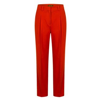 Moorer Hoch taillierte Plisseehose - - Trousers - Damen - Rot - L