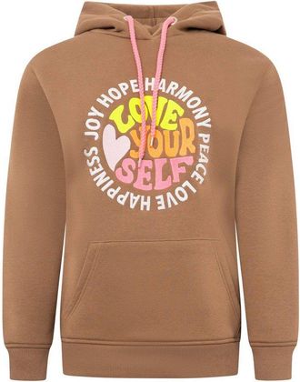 Zwillingsherz Hoodie Love Yourslef runde gro&szlig;e Frontstickerei, farbige Kordel, K&auml;ngurutasche