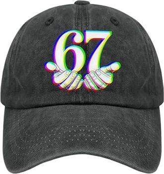 Generico 67 Casquette de Baseball Unisexe &agrave; la Mode r&eacute;tro Six Seven Number Casual Cap pour Voyage Quotidien Trajet Camping en Plein air, Noir, M