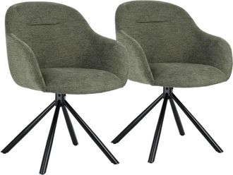 Happy Garden Lot de 2 chaises en tissu vert SAFFI