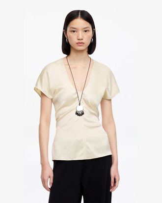 Arket Drapiertes Satinoberteil -Beige