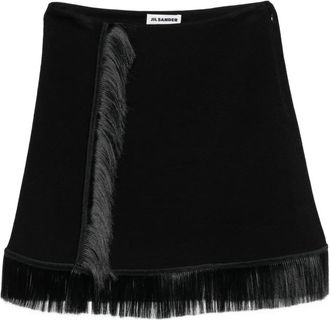 Jil Sander minijupe à franges - Noir