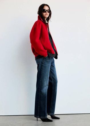 Mango Jean droit regular waist bleu fonc&eacute; - Femme - 32 - MANGO