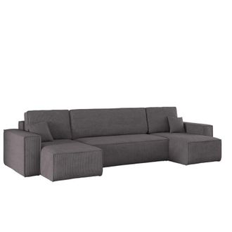 KAISER Ecksofa mit schlaffunktion und bettkasten, Sofa U-form, Couch U-form best Cord Dunkelgrau
