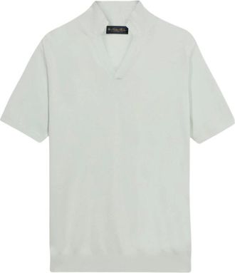 Brooks Brothers Homme, Tops, Blanc, Taille: M Polo en Piqu&eacute; &agrave; Col Ouvert