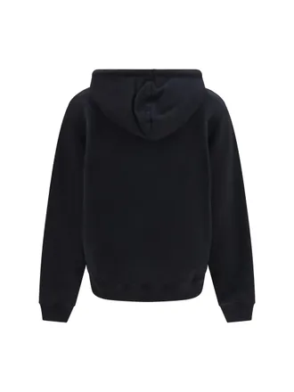 Off-white Embroidered Logo Cotton Hoodie - Black