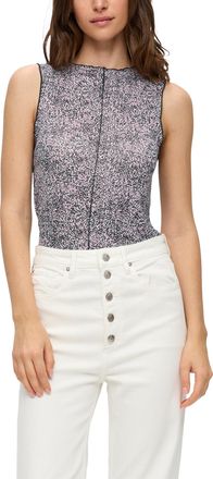 QS by s.Oliver Damen 2144178 Top mit Rippstruktur, Mehrfarbig|pink|schwarz 41A3, XS