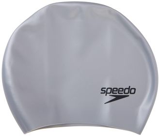 Speedo Unisex - Erwachsene Silikon-Badekappe für langes Haar, Silber, Einheitsgröße