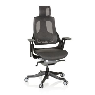hjh OFFICE 640350 Profi Bürostuhl SPEKTRE Netz Schwarz/Grau ergonomischer Drehstuhl mit Verstellbarer Rückenlehne