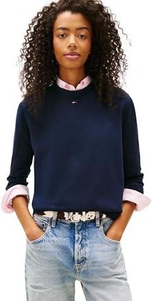 Tommy Jeans TJW Essential Crew Sweater EXT DW0DW20159 Pull pour Femme Bleu Marine fonc&eacute; Taille M, Bleu Marine fonc&eacute;, M