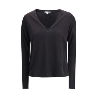 James Perse Femme, Tops, Noir, Taille: 42 FR T-Shirt &agrave; Manches Longues en Coton