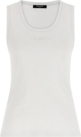 Balmain Femme, Tops, Blanc, Taille: 42 FR D&eacute;bardeur C&ocirc;tel&eacute; en Coton