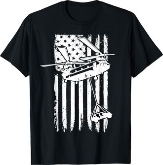 The Salty Veteran CH-47 Chinook Amerikanische Flagge Milit&auml;r Hubschrauber Chinook T-Shirt