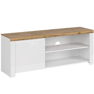 Konsimo Konsimo - damino Lowboard, Glas Wei&szlig;/Eiche Wotan Dekor