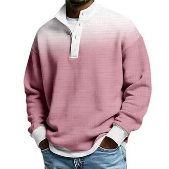 Generic DENGJIAMY Polo d&eacute;grad&eacute; &agrave; manches longues pour homme - Mode ext&eacute;rieure - Haut &agrave; bouton 1/4 - T-shirt d&eacute;contract&eacute; &agrave; blocs de couleurs - Chemise de golf 