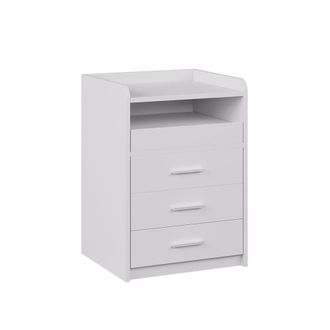 Vicco Nachttisch Edis, Weiß, 45 x 64 cm mit 3 Schubladen