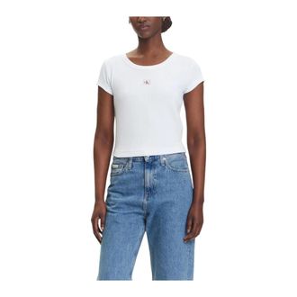 Calvin Klein Jeans Wei&szlig;es T-Shirt mit kurzen &Auml;rmeln - - Tops - Damen - Wei&szlig; - L