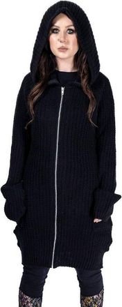 Poizen Industries Strickjacke Esther Cardigan Schwarz Grunge Zipfelkapuze