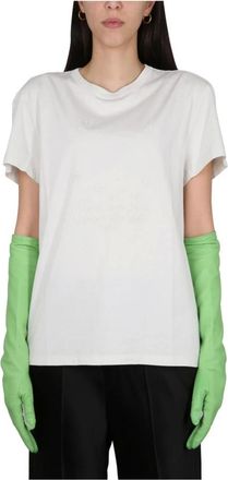 Maison Margiela Femme, Tops, Blanc, Taille: 42 FR Numeric Print Cotton T-Shirt