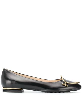 Tod's ballerines &agrave; d&eacute;tails m&eacute;talliques - Noir