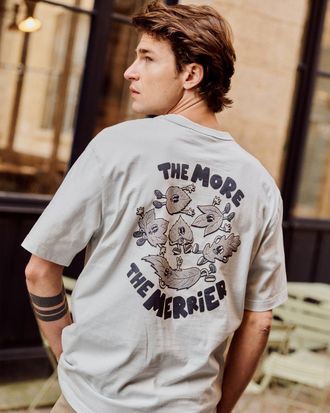 Faguo T-shirt large imprim&eacute; bleu coton recycl&eacute;