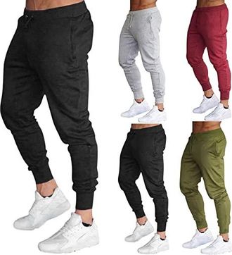 Generic Pantalon de jogging &agrave; revers pour homme, pantalon de jogging l&eacute;ger avec taille &eacute;lastique, respirant, coupe d&eacute;contract&eacute;e, avec poches, pantalon de jogg