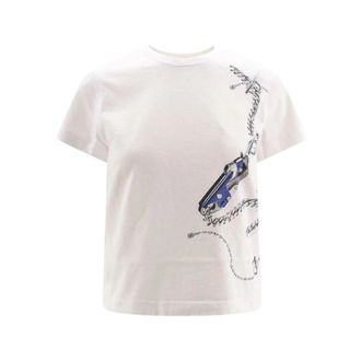 Burberry T-Shirt aus Baumwolle mit Ritter-Print - - Tops - Damen - Wei&szlig; - M