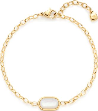 Leonardo Armband Tally - Arm-Kette aus goldfarbenem Edelstahl - Weitankerkette mit luftigen - ovalen Gliedern und Perlmutt-Element - 18-21 cm Länge - Schmuck G